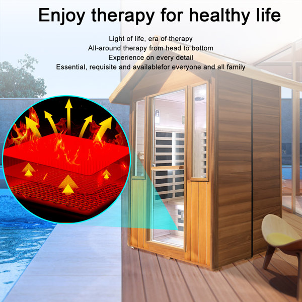 HOSAUNA Outdoor Sauna Far Infrared Saunas App Control Red Cedar and Hemlock 1800W Low-EMF for ...